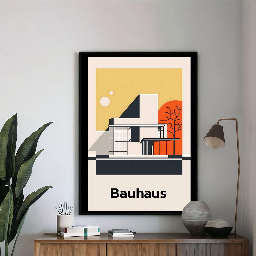 Bauhaus Design Poster: Modernist Building Abstract Artwork, Bauhaus ...