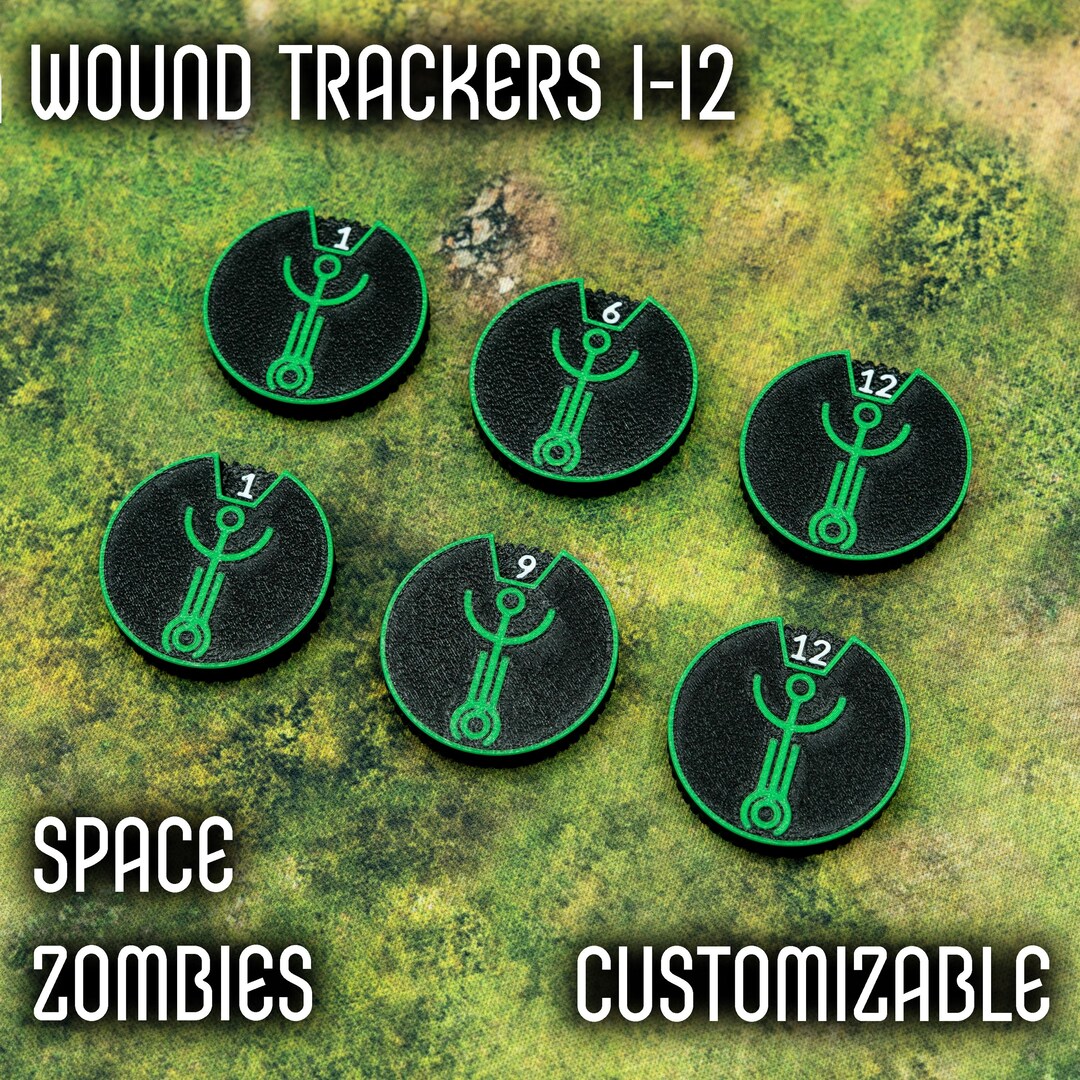 Space Zombies 12 Wound Tracker: Customizable Colors, Tabletop Gaming ...