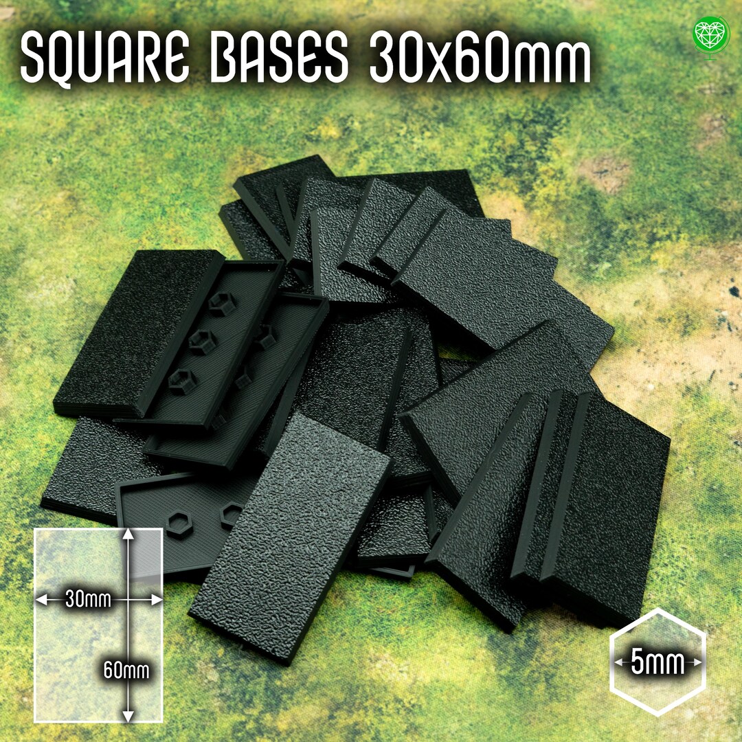 3D Printed Tabletop Miniature Base: Square Magnet-ready (30x60mm) - Etsy