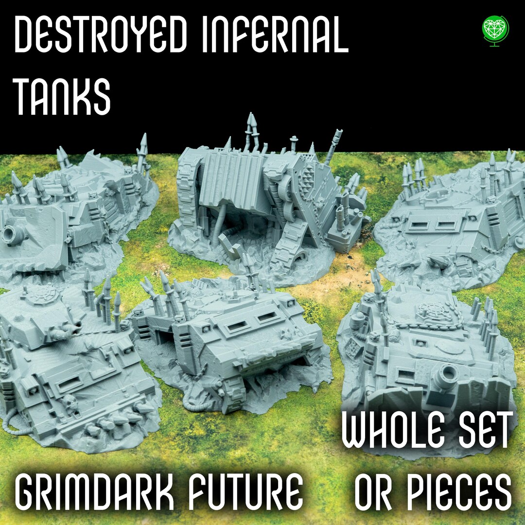 Destroyed Infernal Tanks: Grimdark Future Sci-fi Tabletop Terrain - Etsy