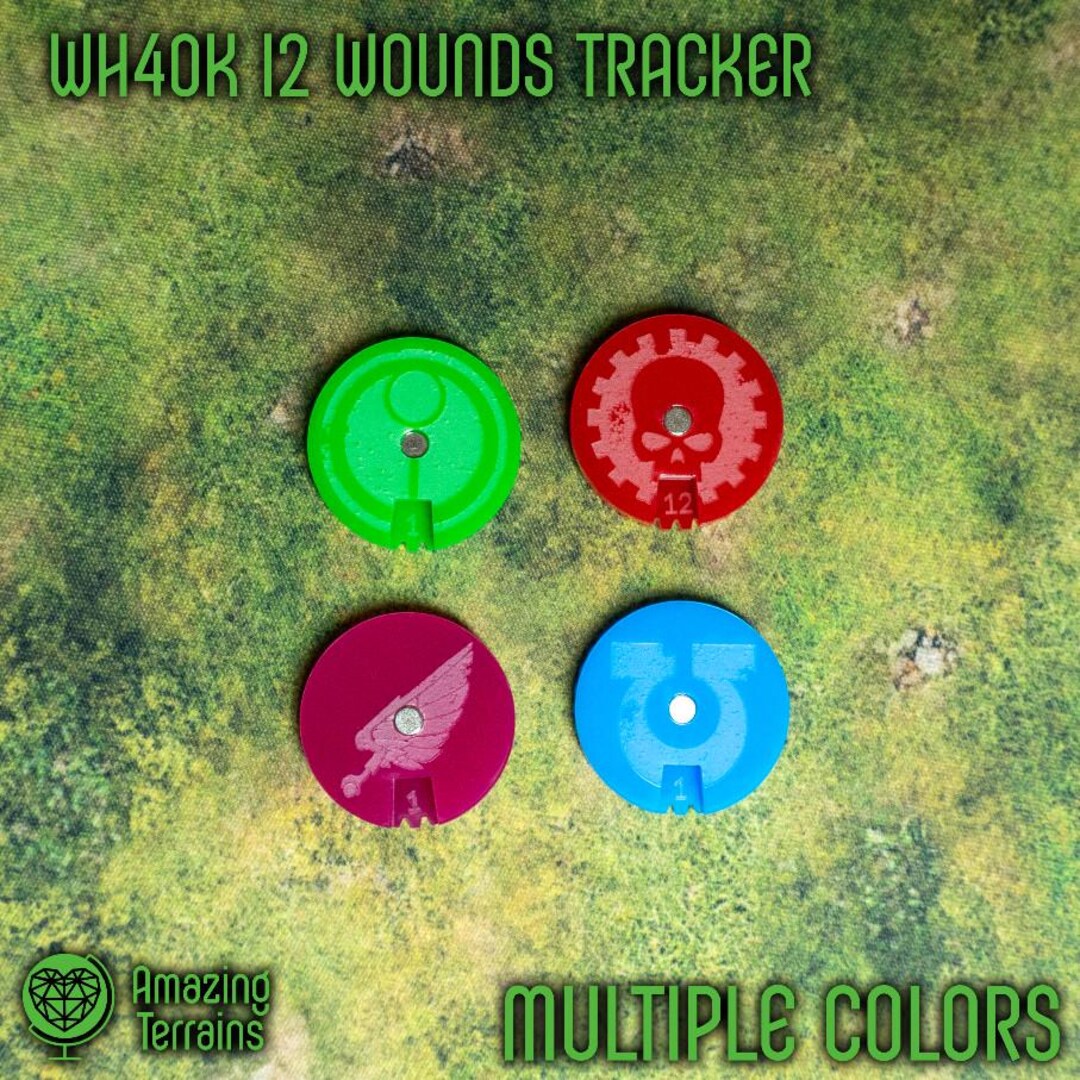 Wh40k Wound Tracker 12 Wounds Set of 6 30mm Multiple Colors Multiple ...