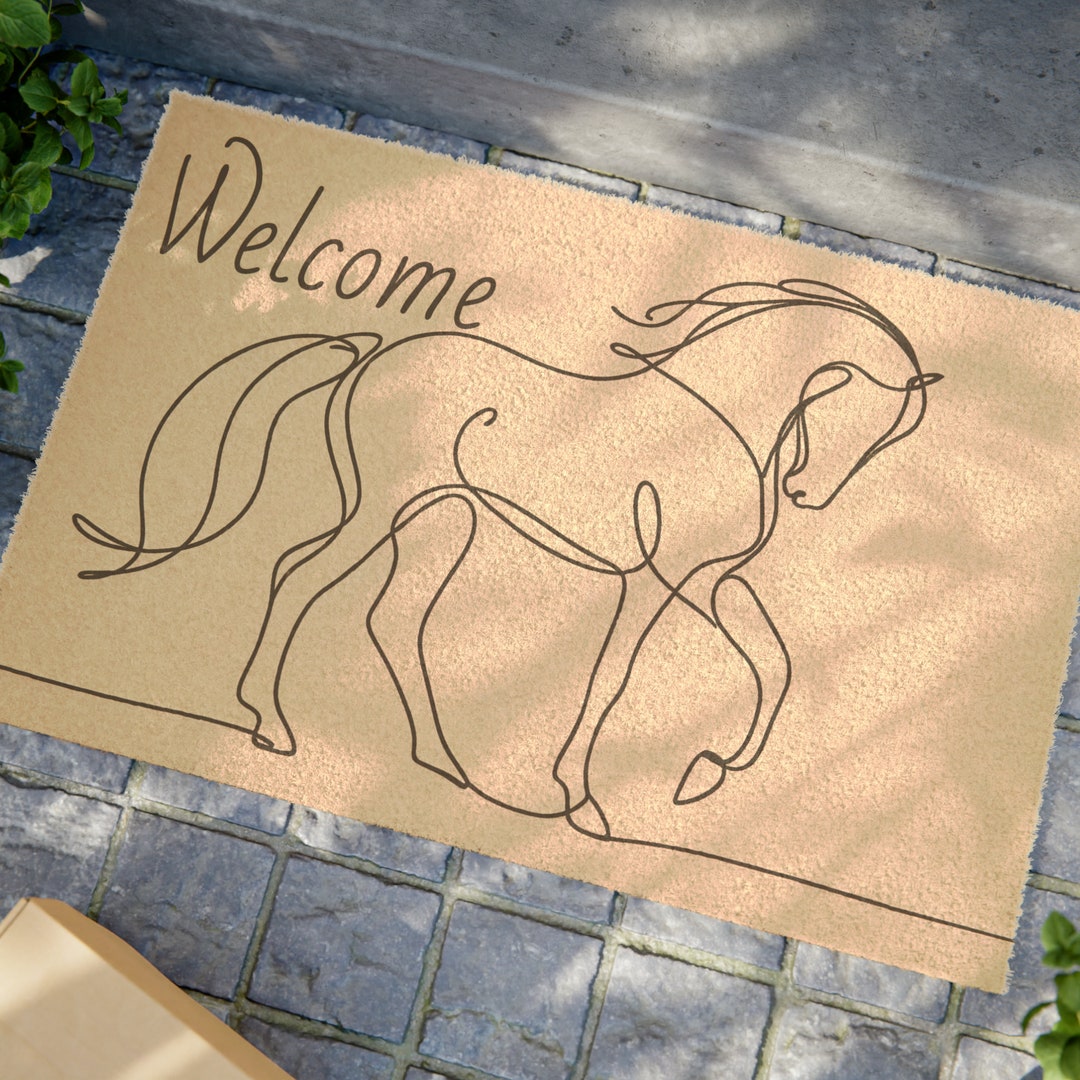 Welcome Horse Doormat Eco Friendly Nature Tufted Coir Coconut Fiber Mat ...