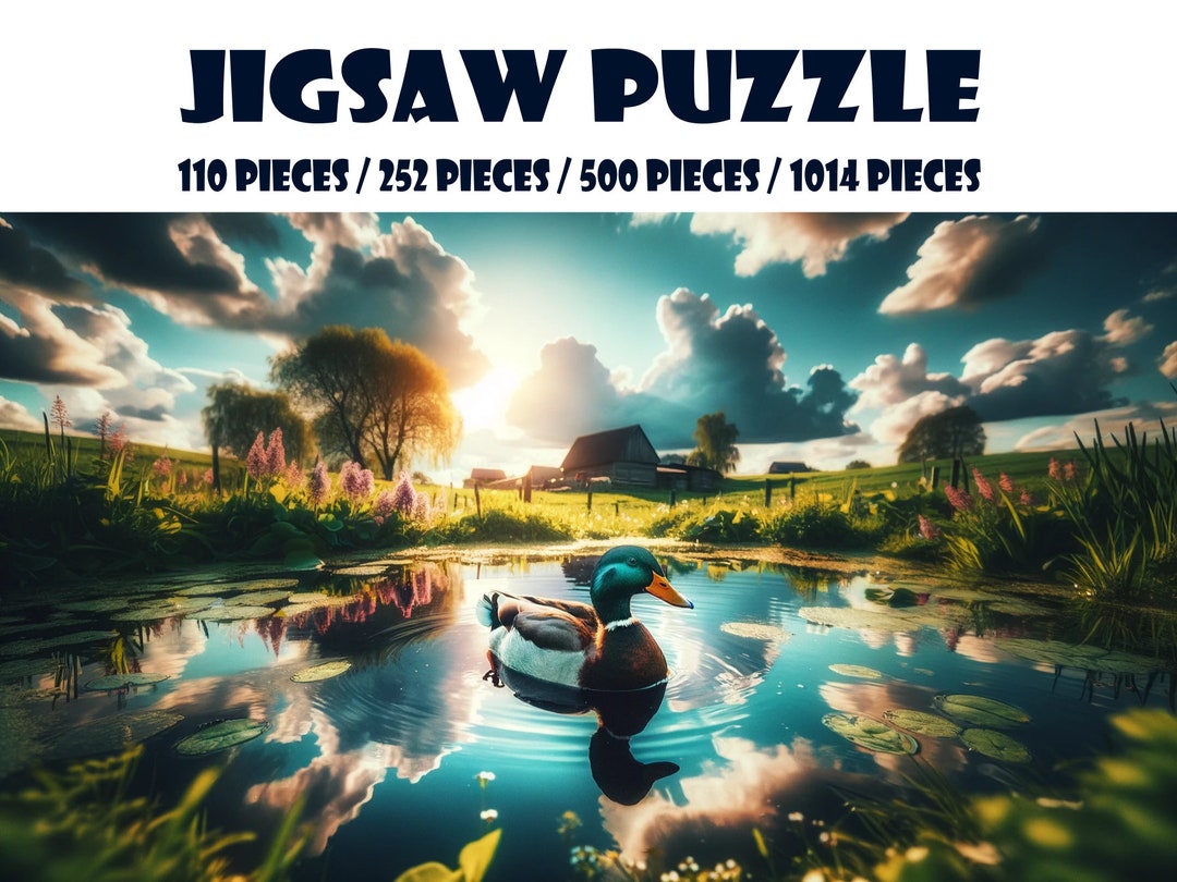 Duck in Pond Barn Farm Scenic 1000 Piece Puzzle 110, 252, 520, 1014 ...