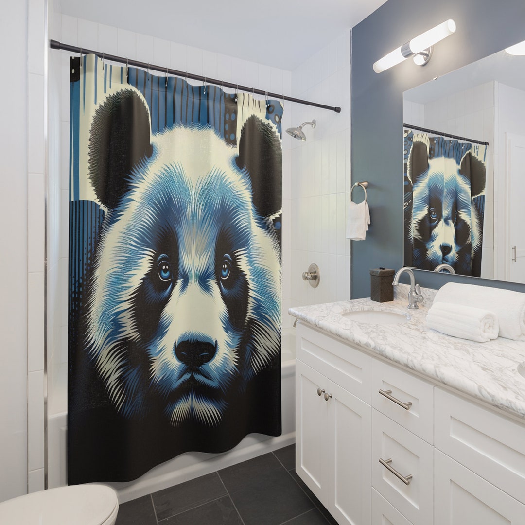Panda Shower Curtains Dark Color Panda Bear Shower Curtains Bathroom ...