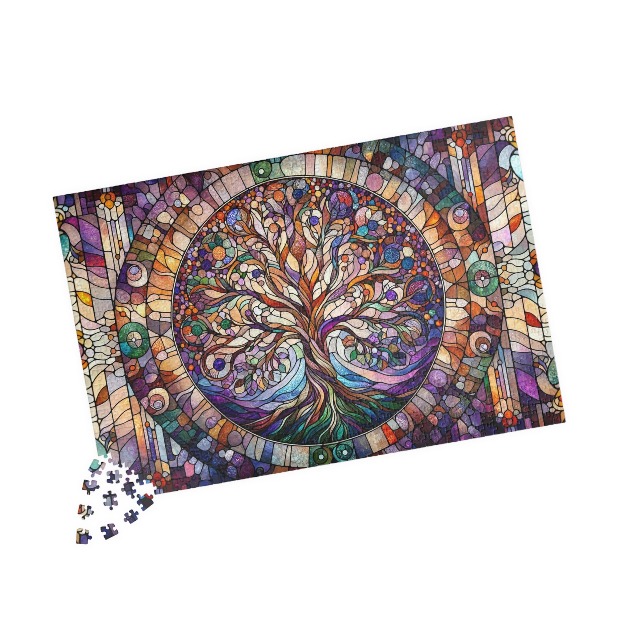 Purple Tree of Life Spirit Colorful Stained Glass Dificult 1000 Piece ...