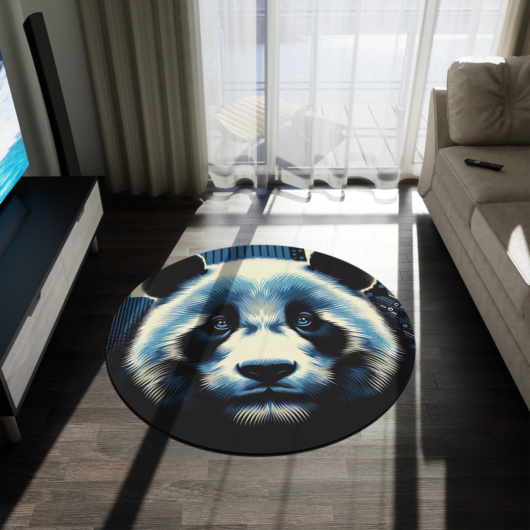 Panda Chenille Rug Large 5' Round Floor Rug Decor Colorful 60 X 60 ...