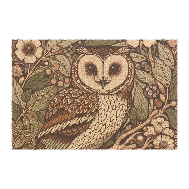 Floral Owl Doormat Eco Friendly Nature Tufted Coir Coconut Fiber Mat ...