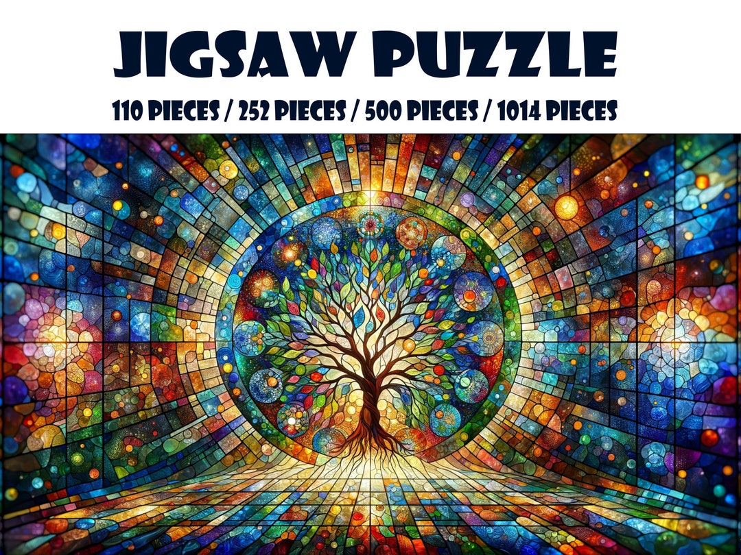 Colorful Tree of Life Spirit - Colorful Stained Glass Dificult 1000 ...