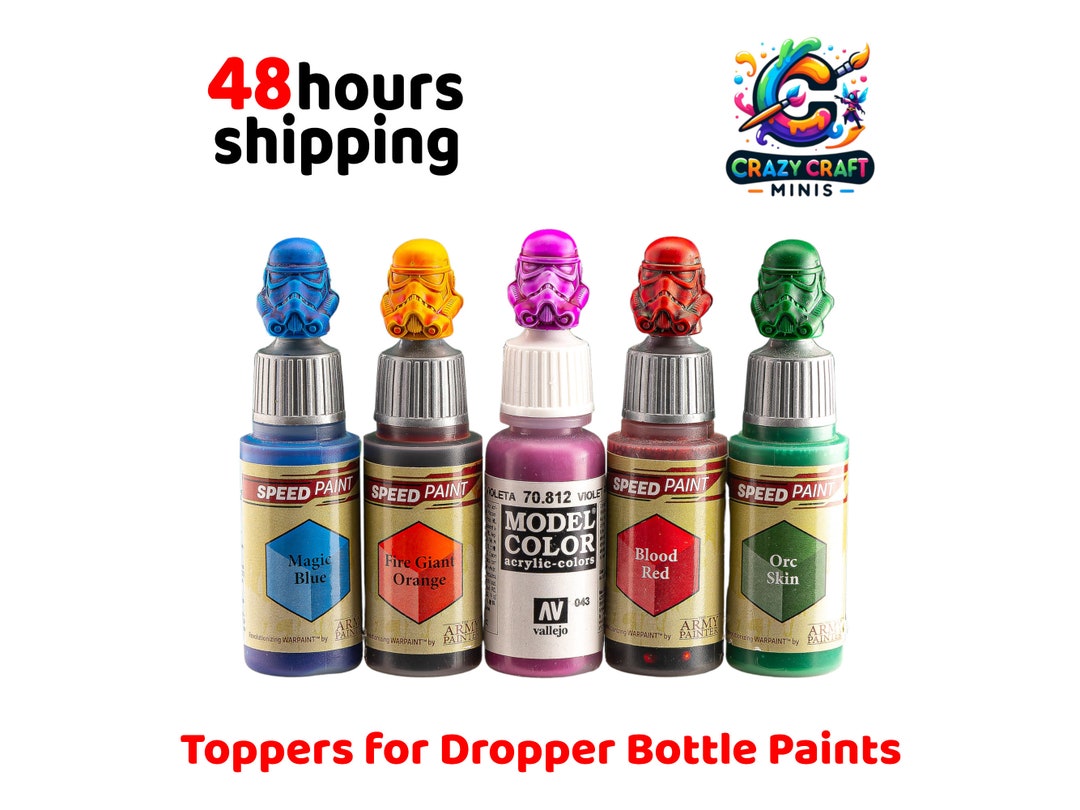 10 Pcs of Toppers for Dropper Bottle Paints for Miniatures STORMTROOPER ...
