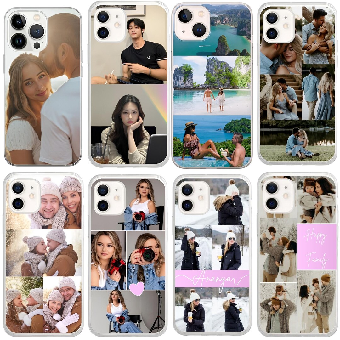 Personalised Photo Collage Phone Case 16 Soft Silicone Cover for Apple ...