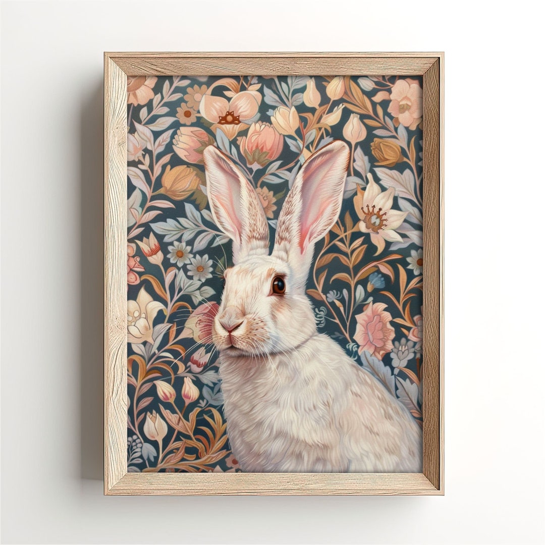 Rabbit Vintage Floral Wall Art, Printable Wall Art, PRINTABLE Digital ...