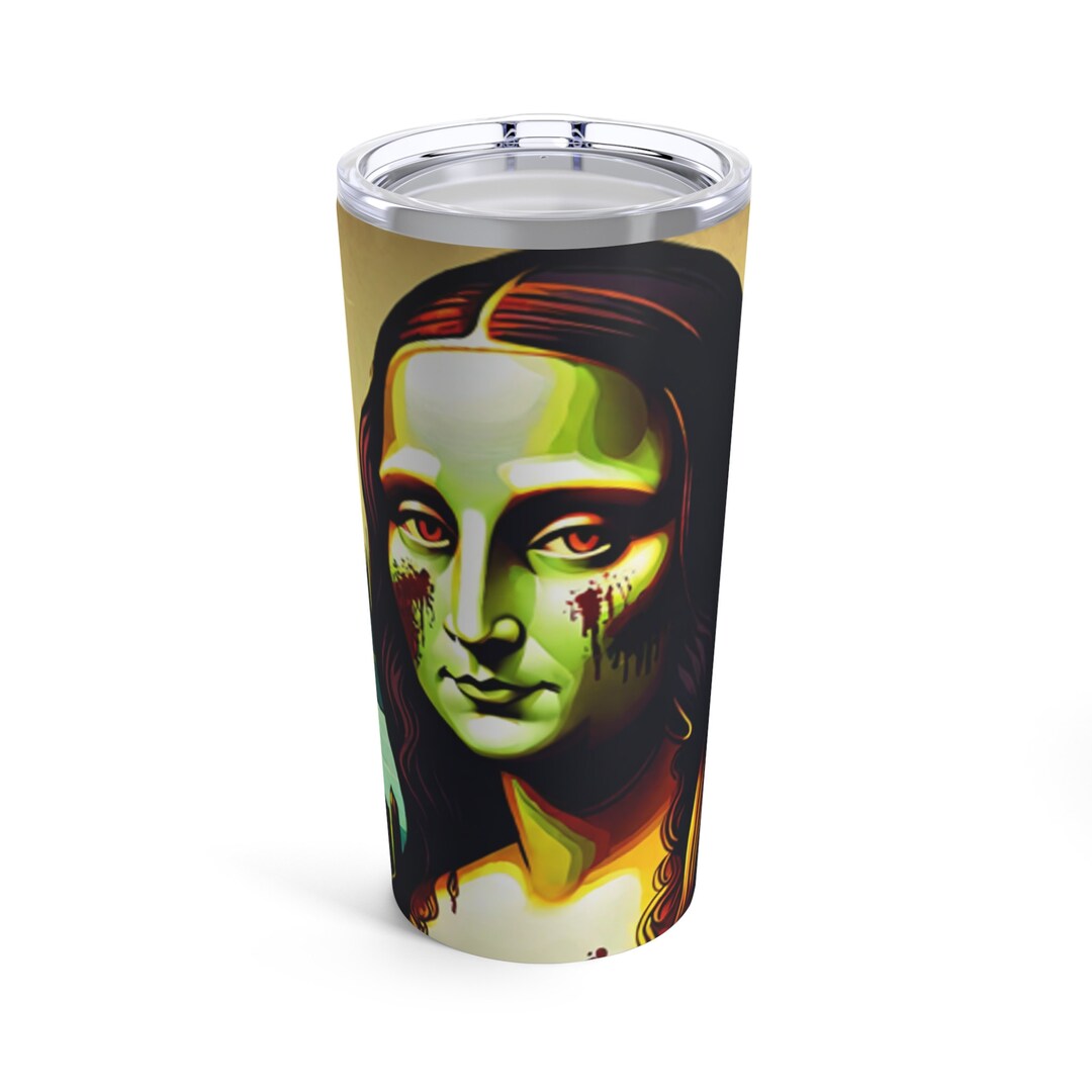 Zombie Mona Lisa AI Art Tumbler, Cool Funny Drink Gift, Coffee ...