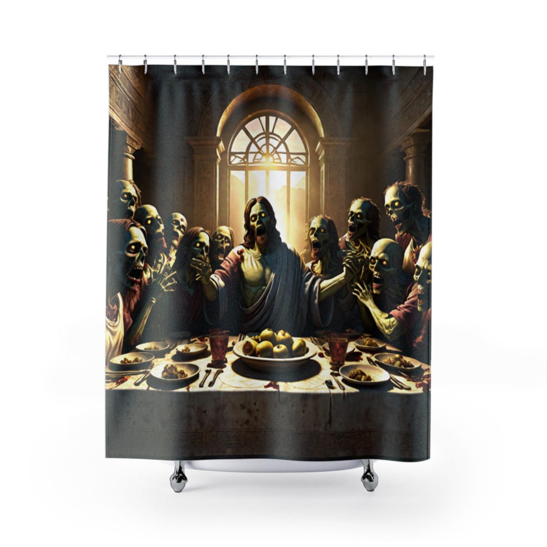 Zombie Last Supper Shower Curtain, AI Art Home Decor, Last Supper ...
