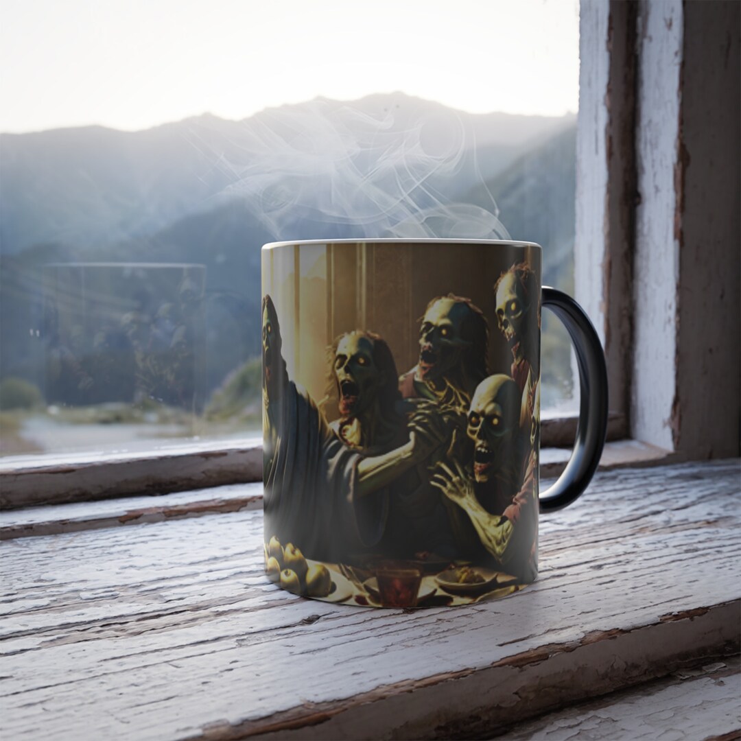 Zombie Mug Art Coffee Last Supper Unique Gift Horror AI Art Zombie Gift ...