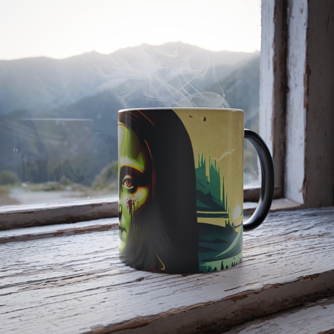 Zombie Mona Lisa Mug Morphs Colors Unique Ai Art Ts Horror Fan Drinking T Spooky