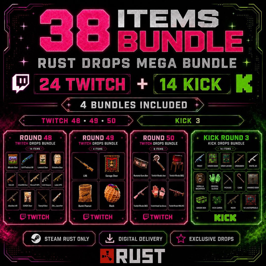 ALL Rust Drops Mega Bundle | Twitch 48-50, Kick 3 (digital Delivery) - Etsy