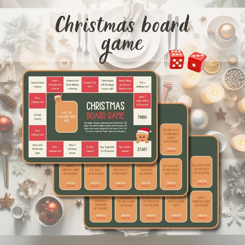 Printable Christmas Board Game: Holiday Party Game (digital Download ...