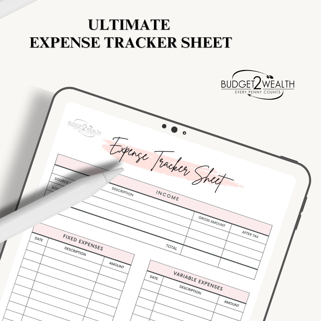 White Pink Simple Expense Tracker Planner, Expense Tracker, Spending ...