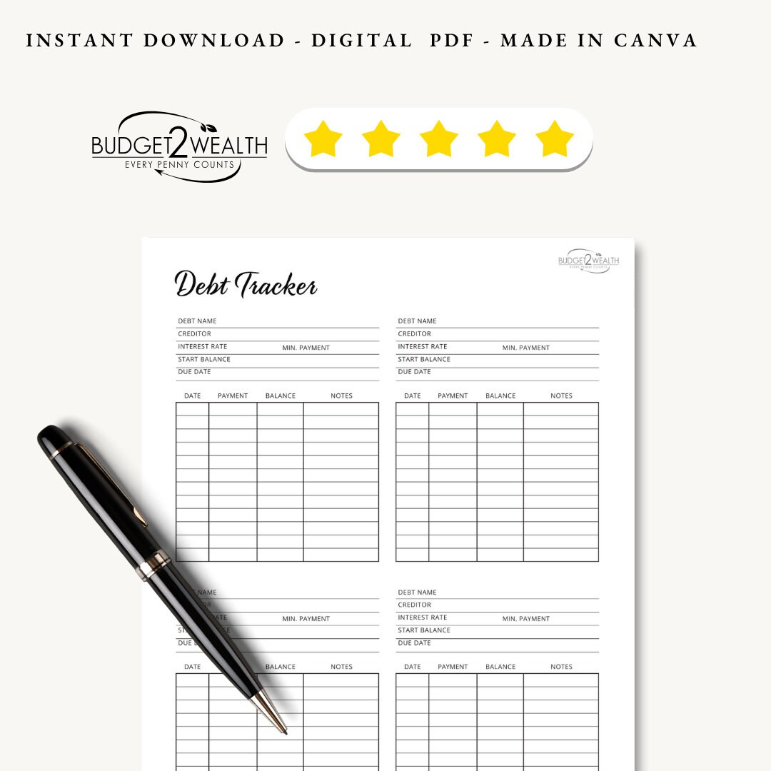Debt Payoff Tracker Printable, Debt Tracker Printable, Debt Snowball ...