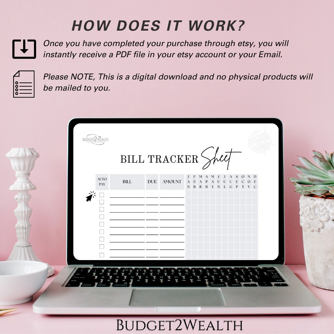 3 Versions Bill Tracker Sheet, Bill Tracker Printable, Bill Tracker ...