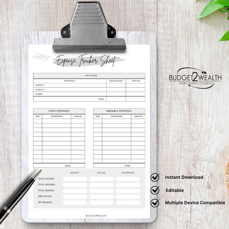 White Pink Simple Expense Tracker Planner, Expense Tracker, Spending ...