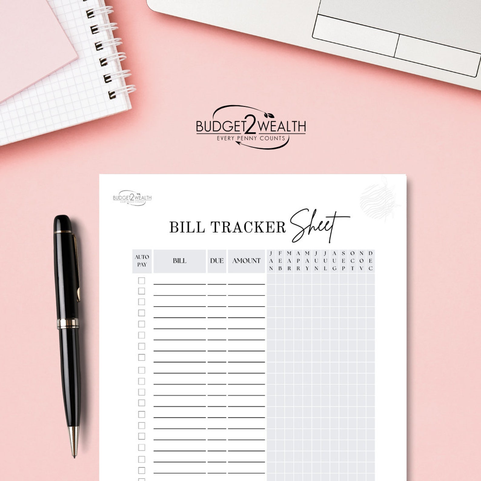 3 Versions Bill Tracker Sheet, Bill Tracker Printable, Bill Tracker ...