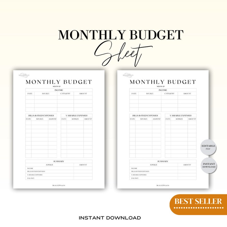 Finance Tracker Monthly Budget Template, Budget Tracker Printable ...