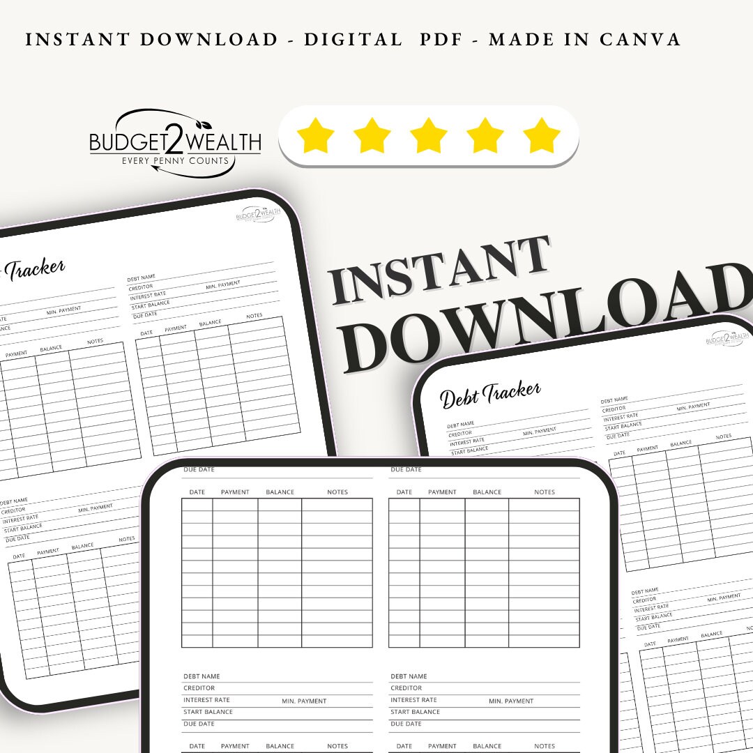 Debt Payoff Tracker Printable, Debt Tracker Printable, Debt Snowball ...