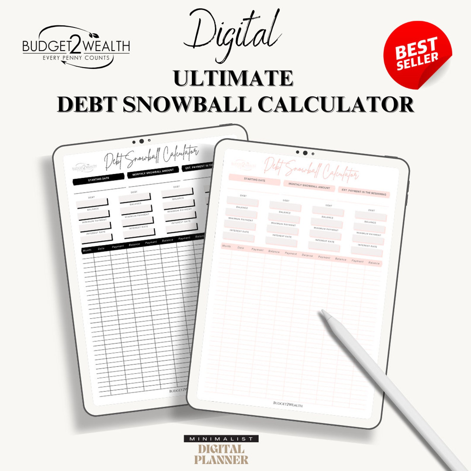Debt Snowball Calculator Sheet, Debt Snowball Tracker, Debt Tracker ...