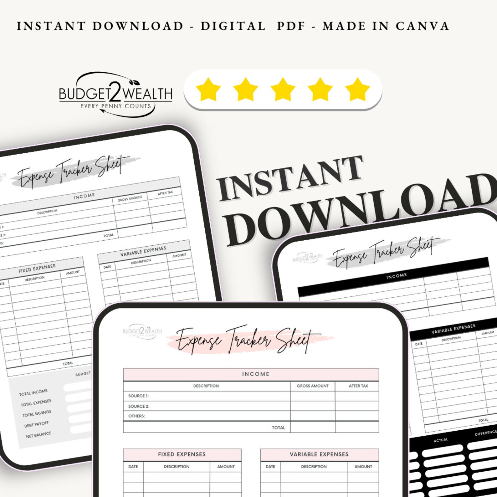 White Pink Simple Expense Tracker Planner, Expense Tracker, Spending ...