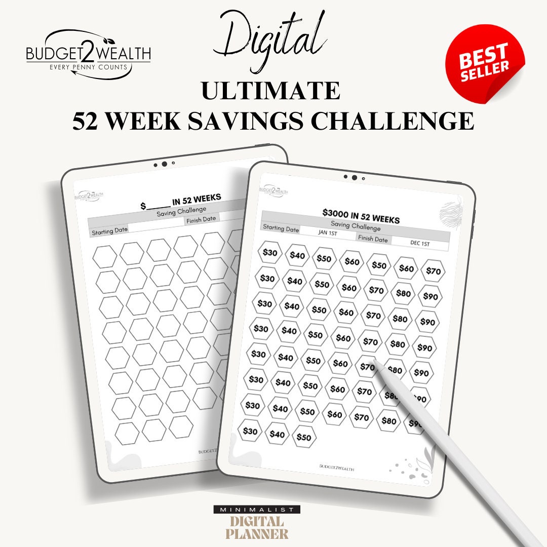 52 Week Savings Challenge Printable, 52 Weeks Money Saving Challenge ...