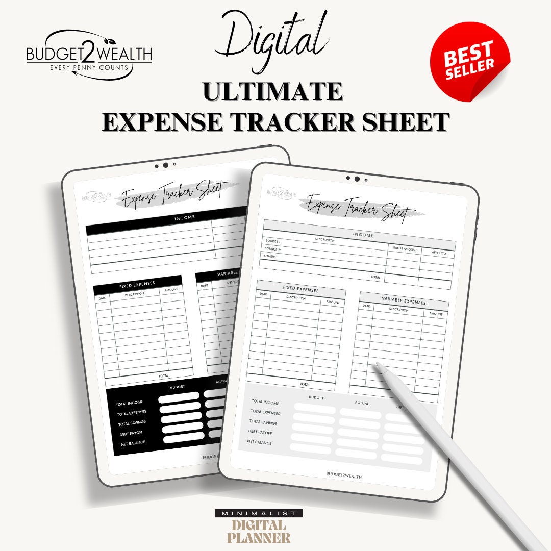 White Pink Simple Expense Tracker Planner, Expense Tracker, Spending ...
