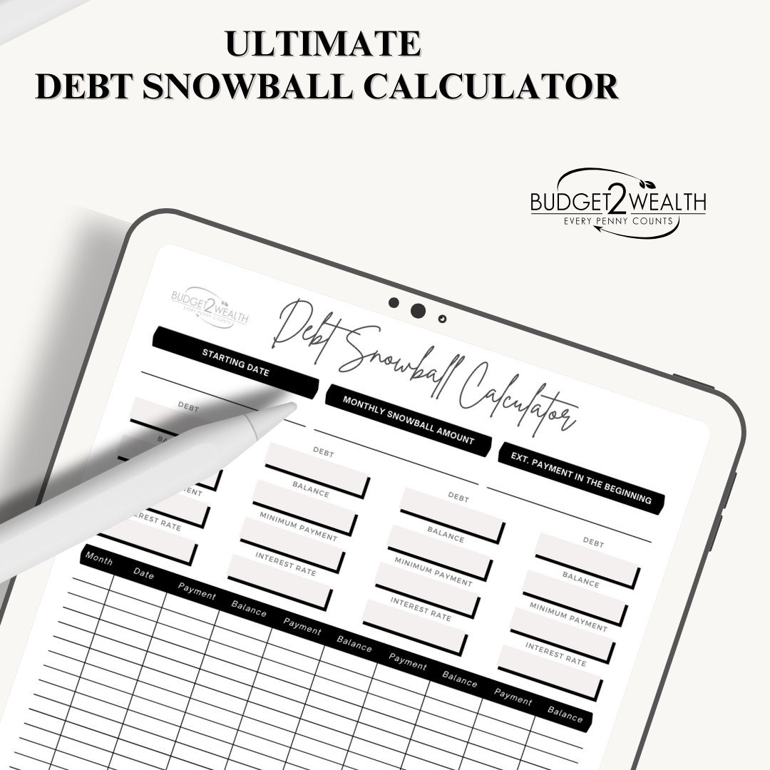 Debt Snowball Calculator Sheet, Debt Snowball Tracker, Debt Tracker ...