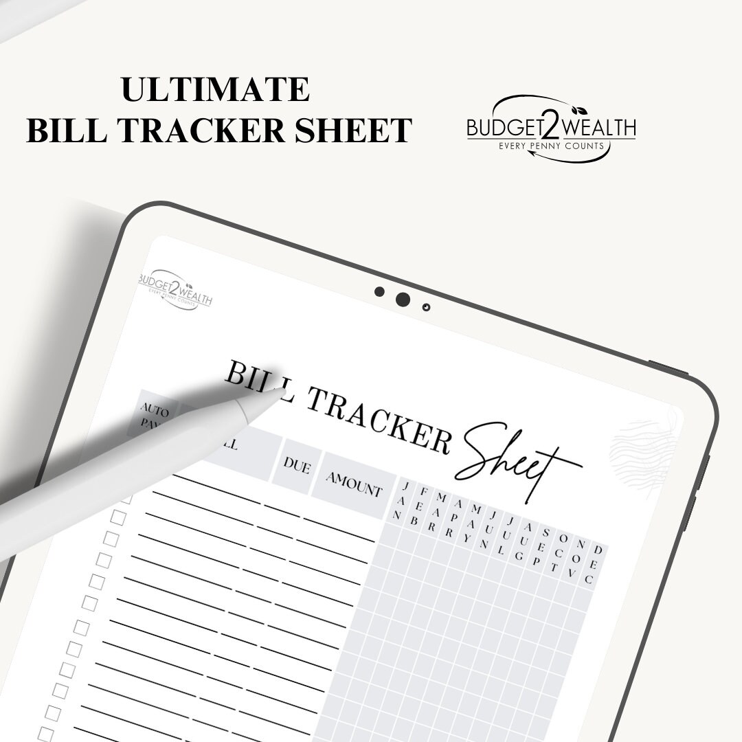 3 Versions Bill Tracker Sheet, Bill Tracker Printable, Bill Tracker ...