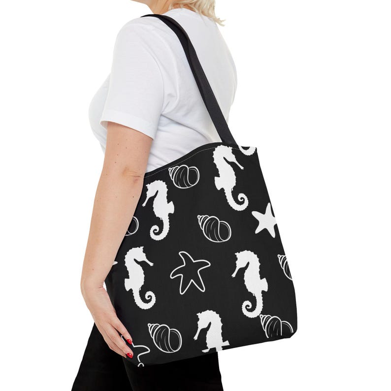 Tote Bag Sea Animals, Ocean Life Beach Bag, Nautical Shopping Bag ...
