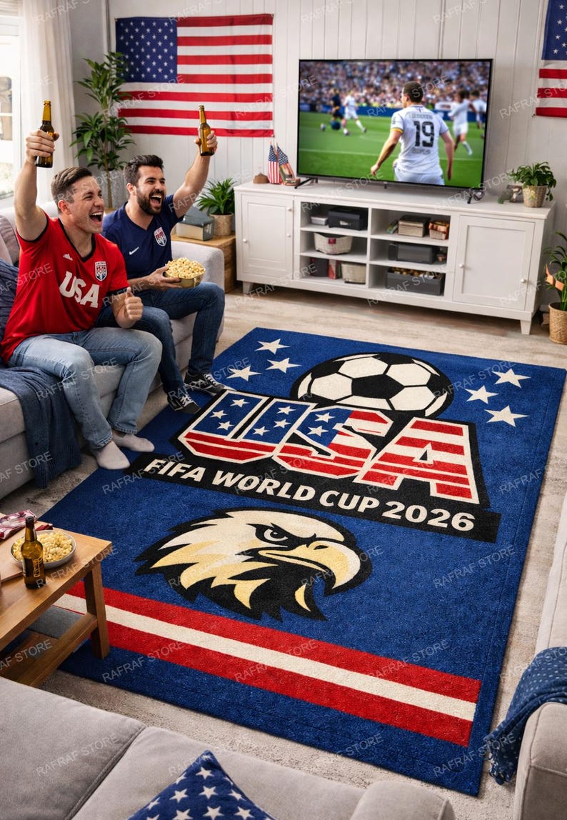 USA FIFA World Cup 2026 Wool Rug – Hand-tufted Patriotic Eagle Soccer ...