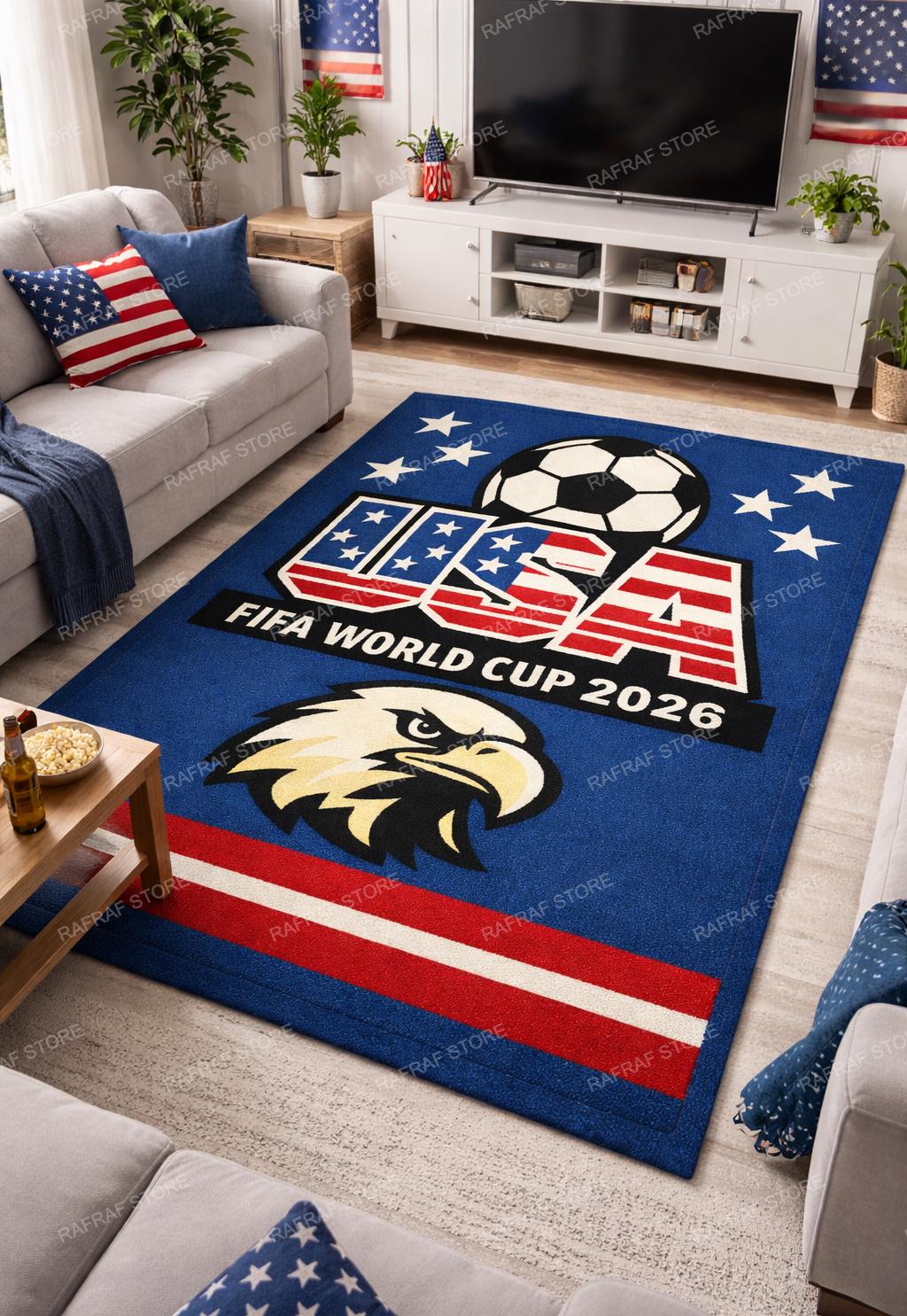USA FIFA World Cup 2026 Wool Rug – Hand-tufted Patriotic Eagle Soccer ...