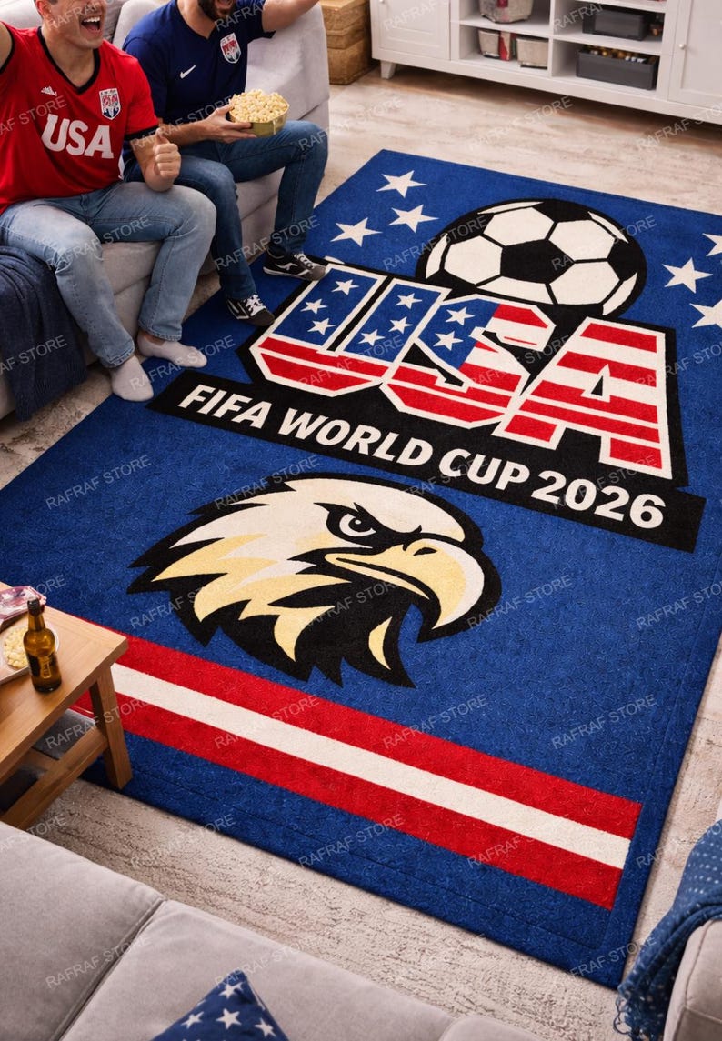 USA FIFA World Cup 2026 Wool Rug – Hand-tufted Patriotic Eagle Soccer ...