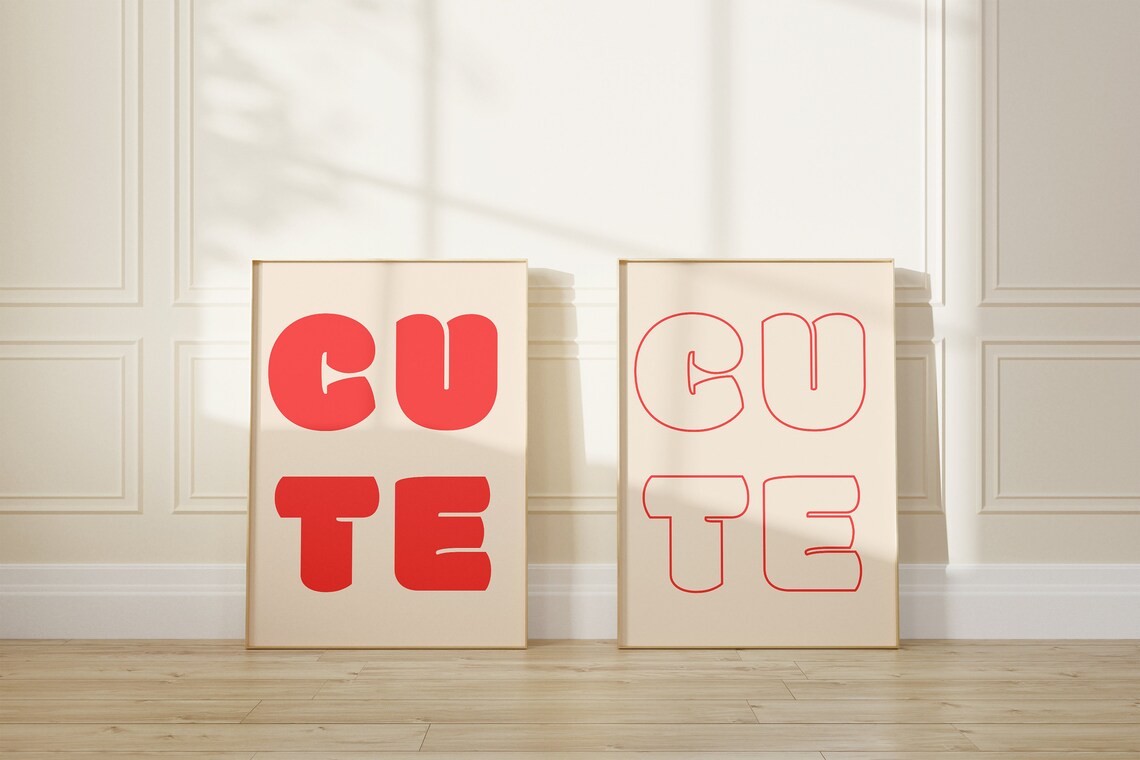 Maximalist Cute Poster Red Printable Wall Art Modern Posters Girl ...