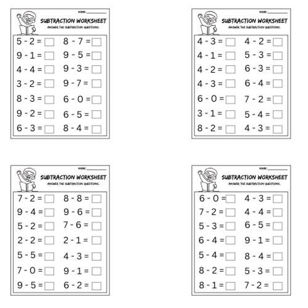 Subtraction of Number for Children - Etsy