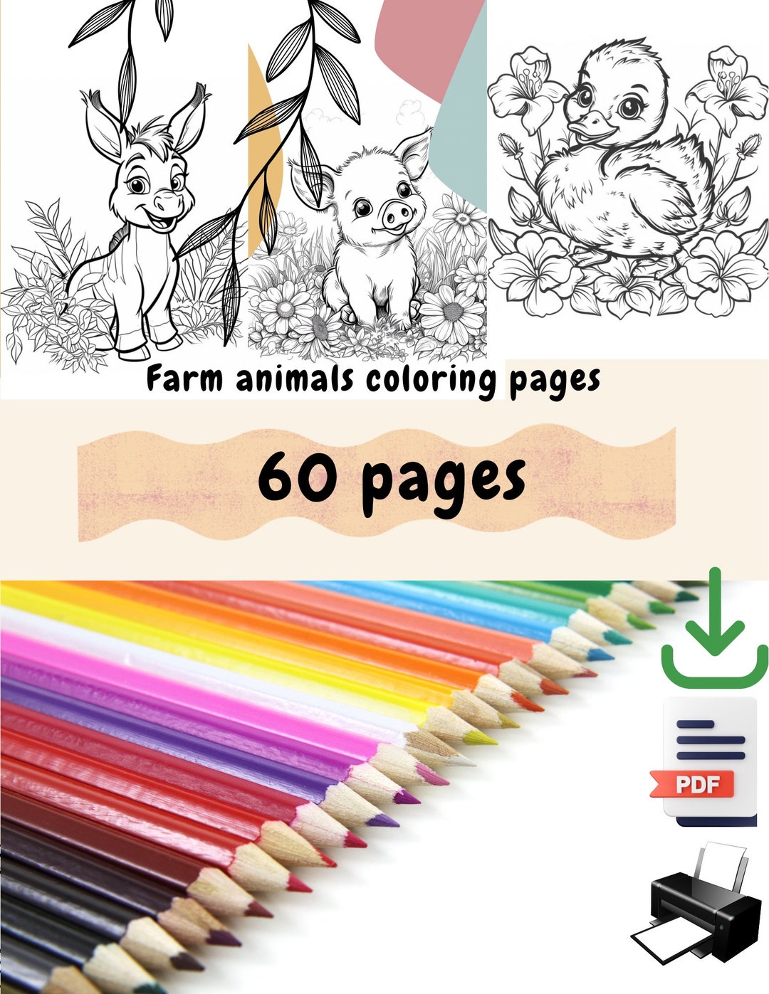 Children Farm Animals Printable Coloring Pages Printable Animal ...