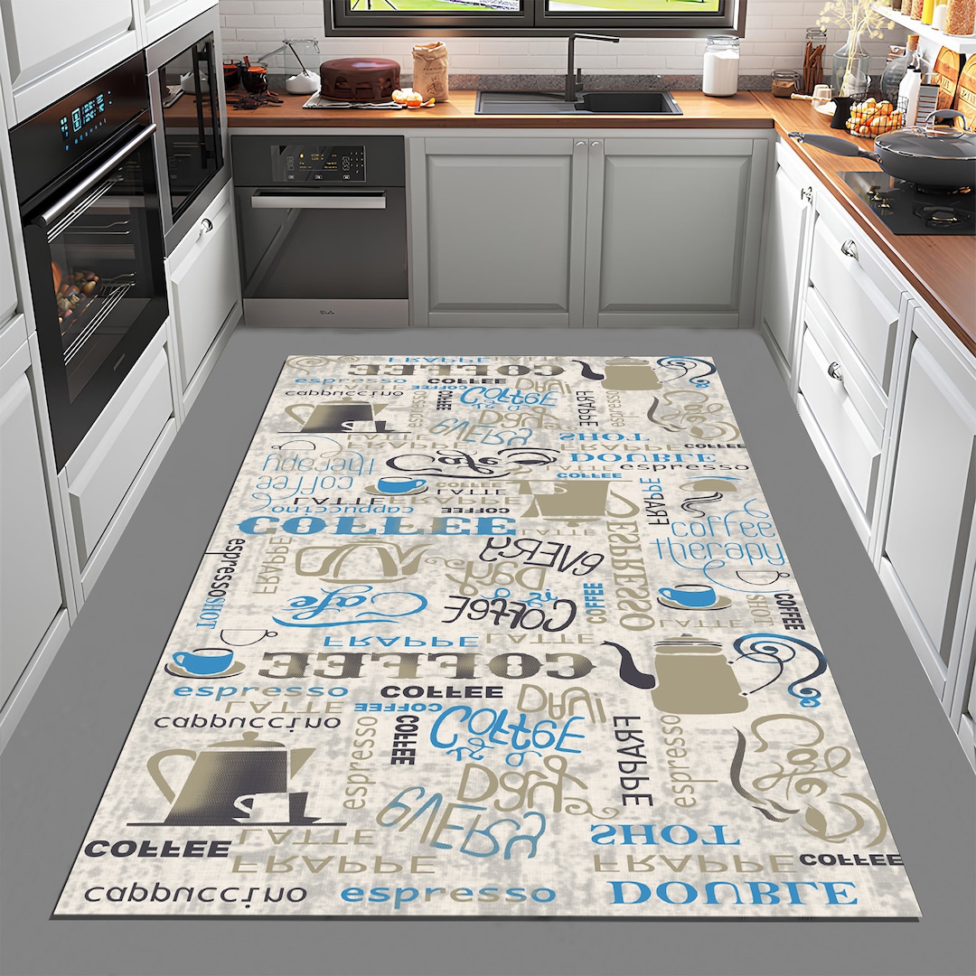 Coffee Print Kitchen Rug: Non-slip Washable Runner - Etsy