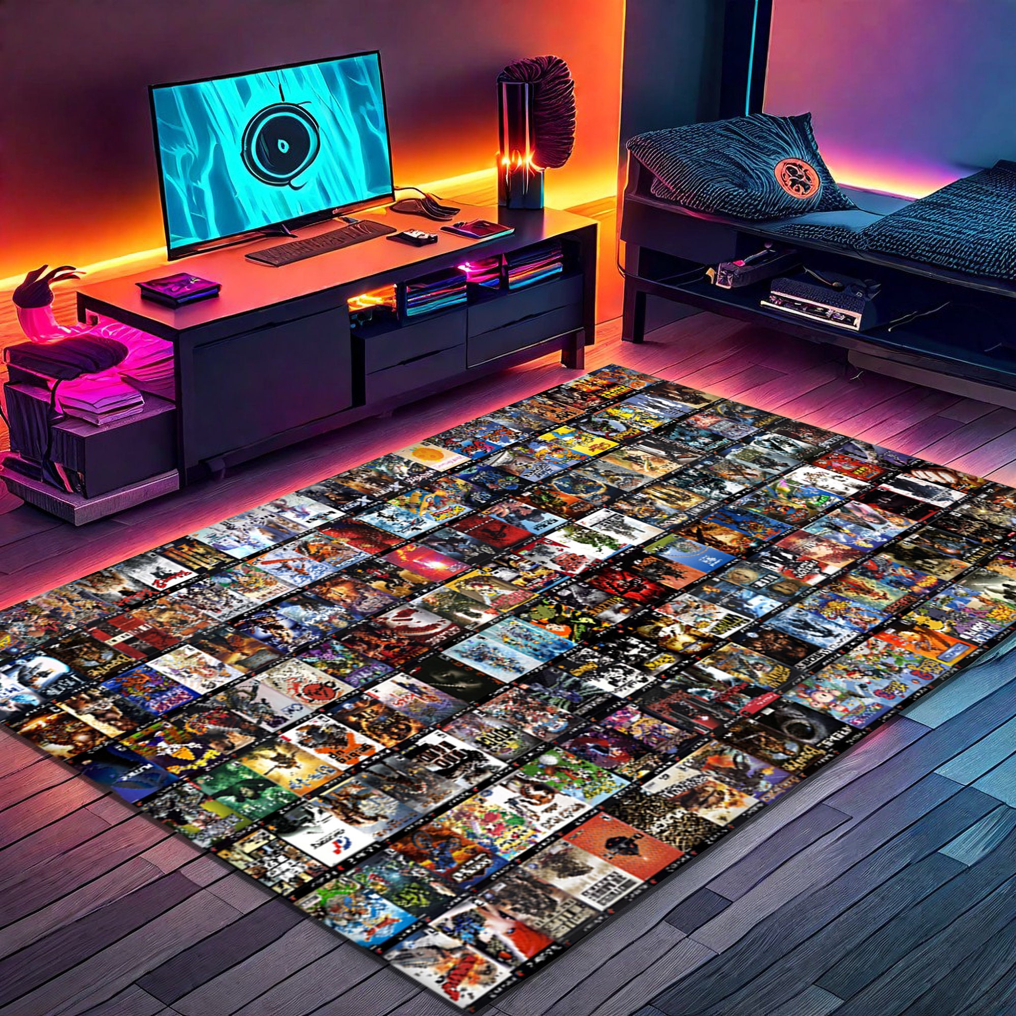 Retro Games Rug,game Rug,gaming Rug,colorful Rug,play Room Rug,game ...