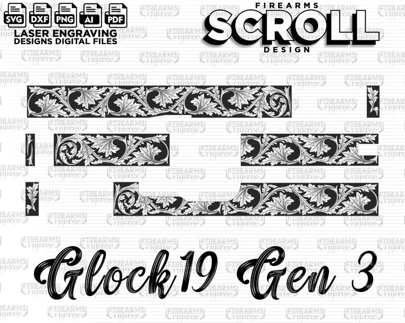 Custom Glock19 Gen3 Scroll Work Laser Engraving Design, Gun Engraving ...