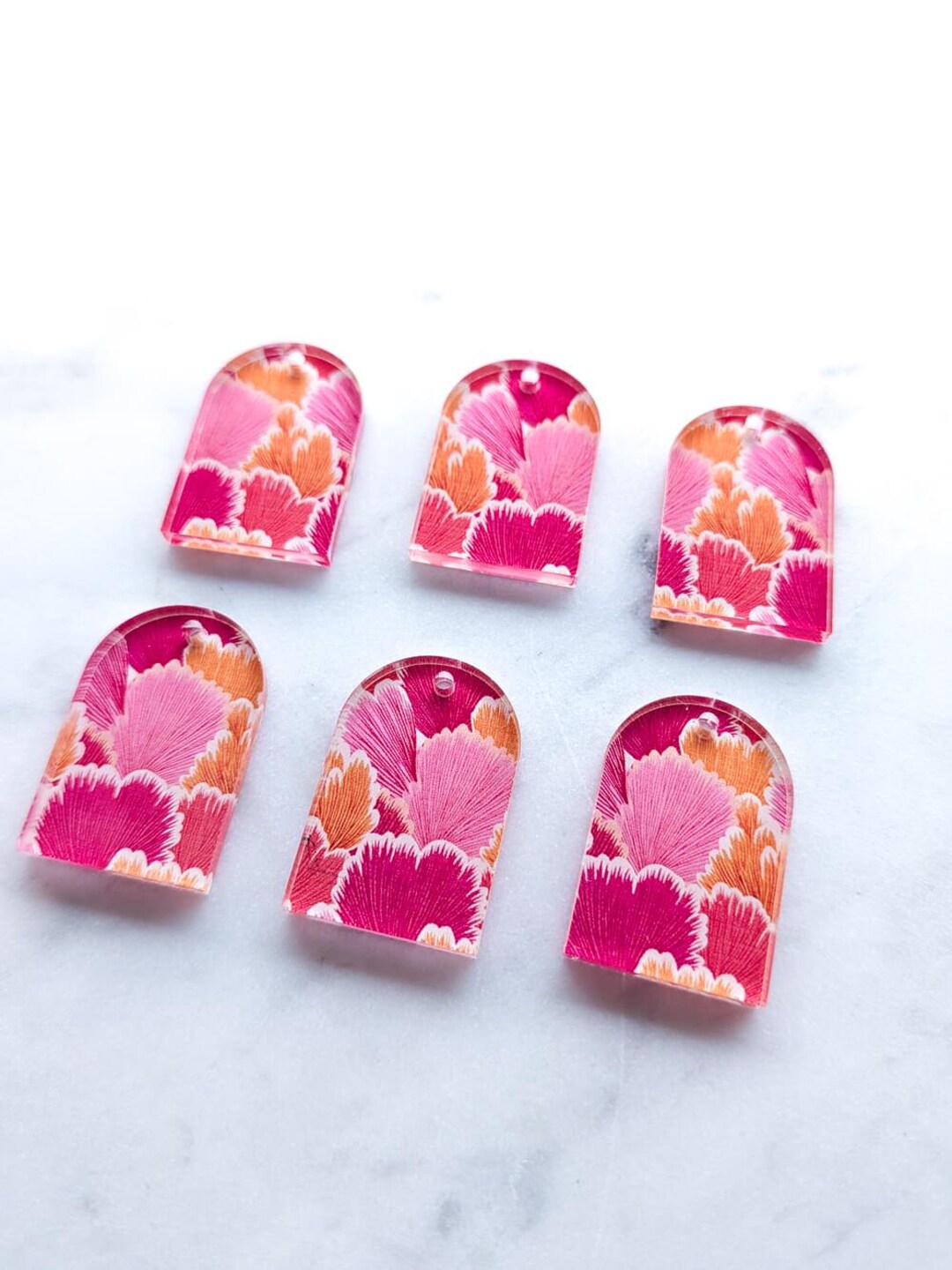 Clear Acrylic - 3cm Arch - 1 Hole - Abstract Floral - 25 - Earring ...