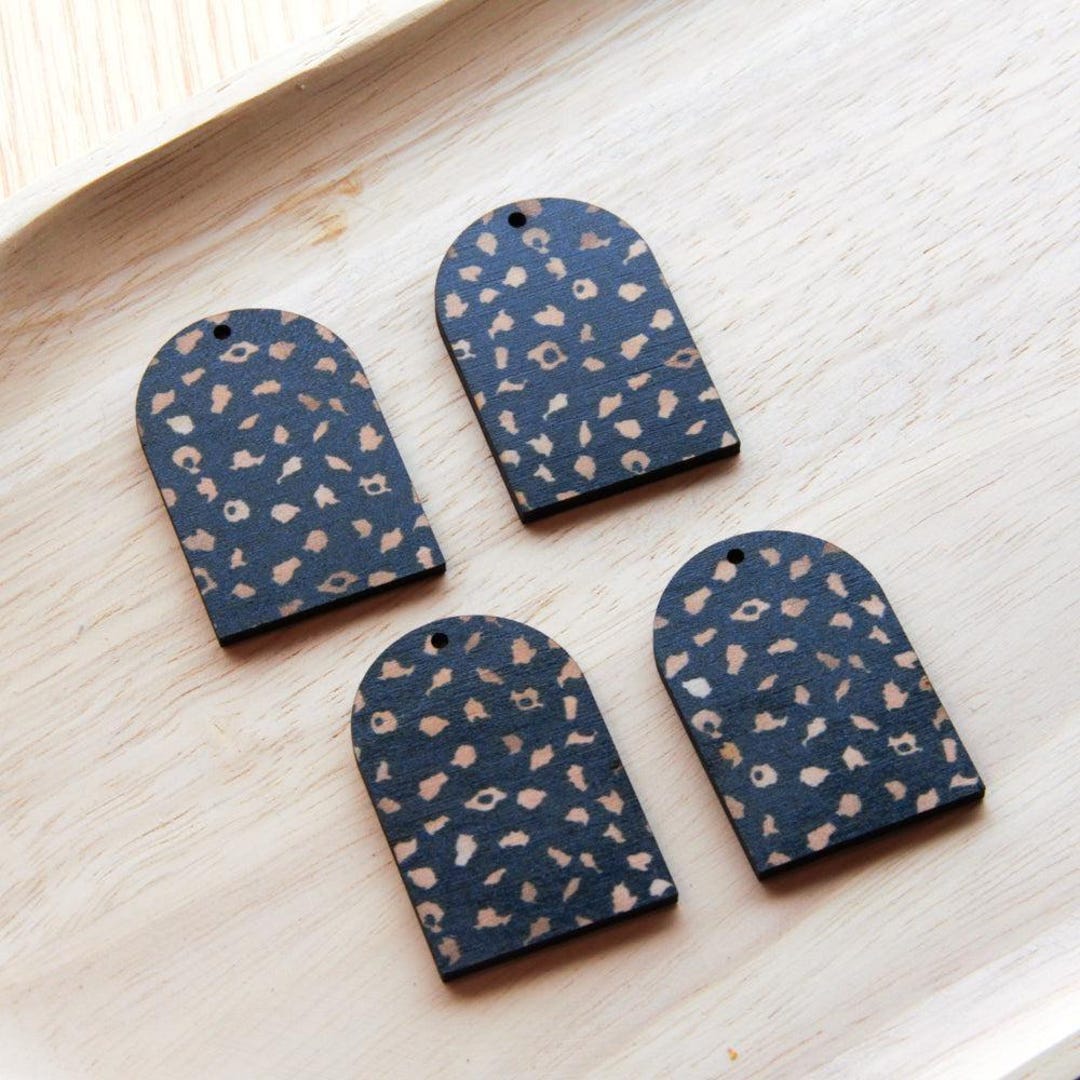 Wood - Arch Shape - 1 Hole - Transparent Print - Leopard - 69 - Earring ...