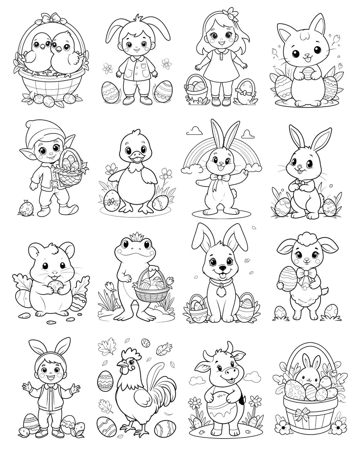 Cute Easter Designs- Printable Coloring Pages for Kids- 100 Coloring ...