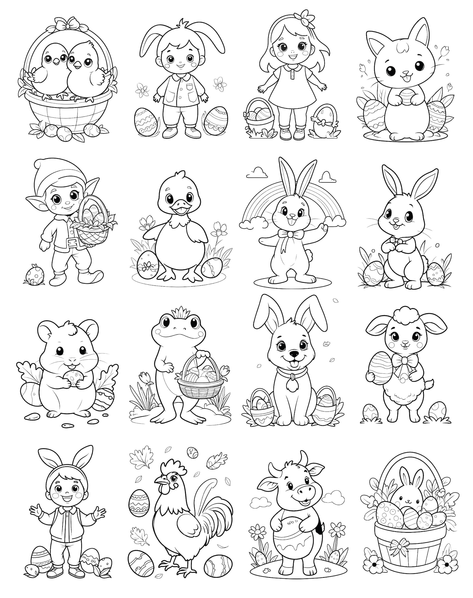 Cute Easter Designs- Printable Coloring Pages for Kids- 100 Coloring ...