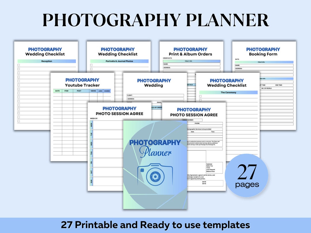 Photography Planner Printable Photographer Session Planner Photography ...
