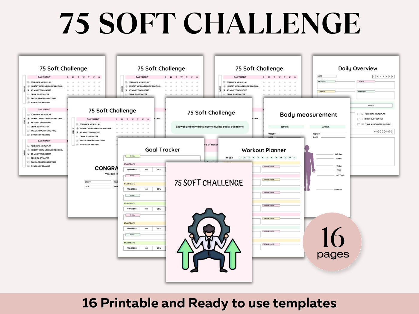 EDITABLE 75 Soft Challenge Tracker Bundle Printable Daily 75 Soft ...